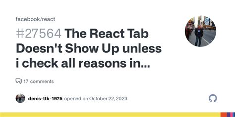 the react tab doesn t show up unless i check all reasons in