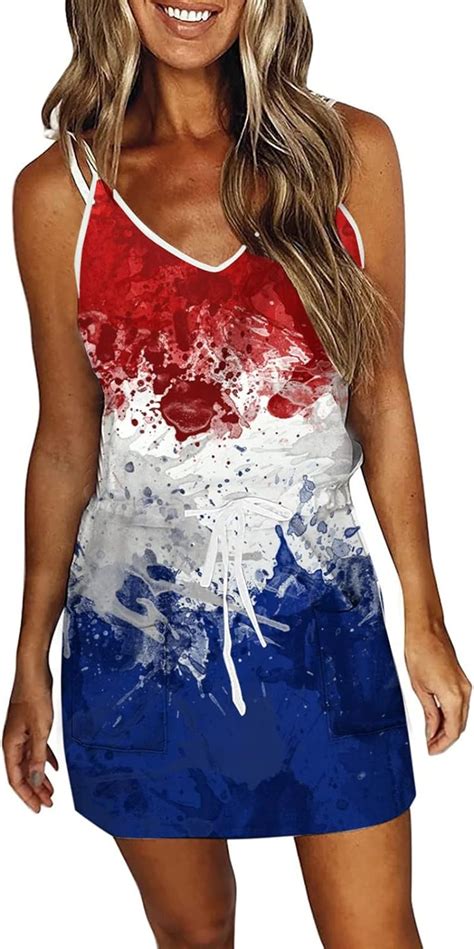Sommer Freizeitkleid Für Frauen Print Sling V Ausschnitt ärmellose Lose