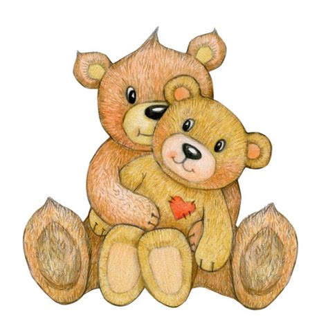 Two Teddy Bears Hugging Each Other Drawings Illustrations Royalty Free