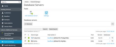 how to add external database servers to plesk hostway help center
