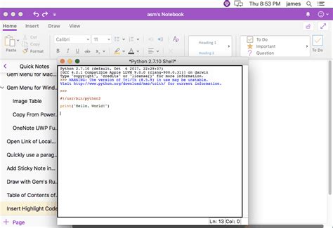 mac insert syntax highlighted program code in onenote for mac office