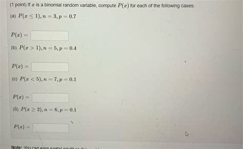 solved 1 point if x is a binomial random variable comp
