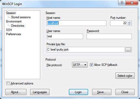 public key authentication using putty and winscp
