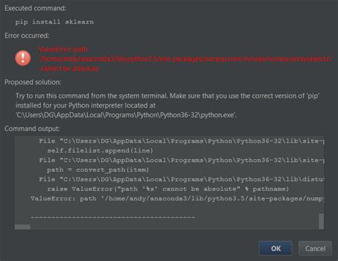 python errors while installing sklearn stack overflow