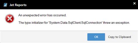 error the type initializer for system data sqlclient sqlconnection