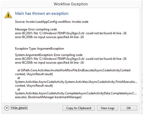 invoke code error compiling code help uipath community forum