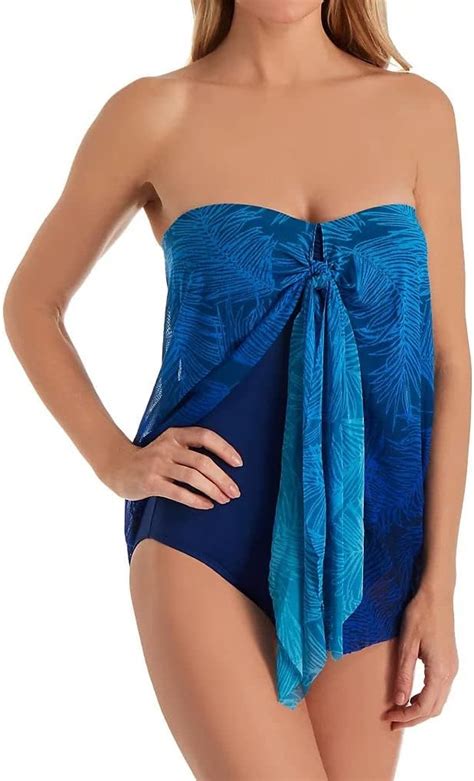 Lauren Ralph Lauren Womens Ombre Palm Flyaway Strapless One Piece