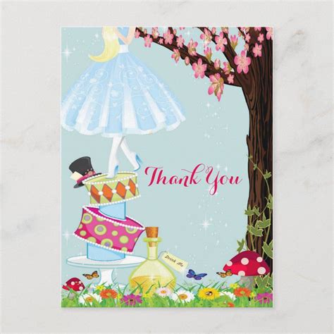 Alice In Wonderland Thank You Postcards Zazzle Thank You Postcards