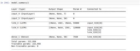 model summary jupyter notebook display output shape