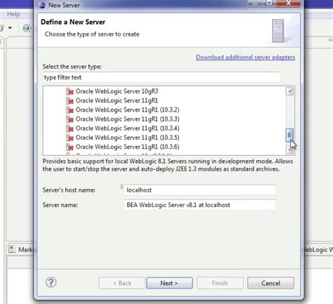unable to configure weblogic server in eclipse neon on mac bea