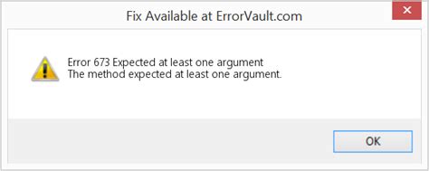 how to fix error 673 expected at least one argument the method