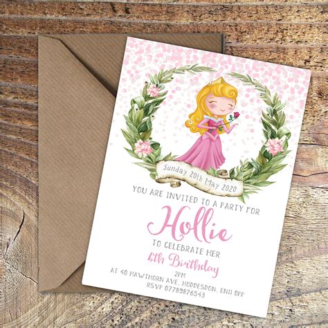 Princess Aurora Sleeping Beauty Birthday Invitations Any Age Etsy