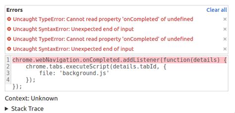 javascript chrome extension contains errors stack overflow