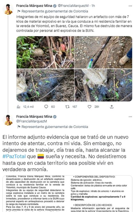 Vicepresidenta Francia Márquez Denuncia Atentado En Su Contra “no
