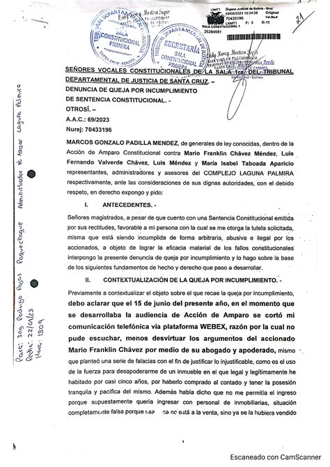 Denuncia De Queja Por Incumplimiento Caso Marco Padilla Acción De