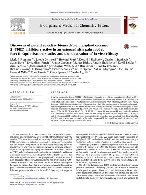 Pdf Discovery Of Potent Selective Bioavailable Phosphodiesterase 2