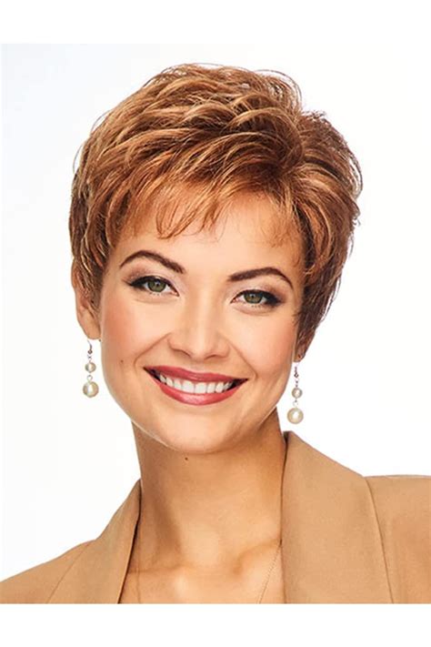 Tishining Short Orange Red Mixed Blonde Highlight Pixie Cut Wigs For