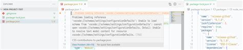 unable to load schema problems loading reference warnings in json