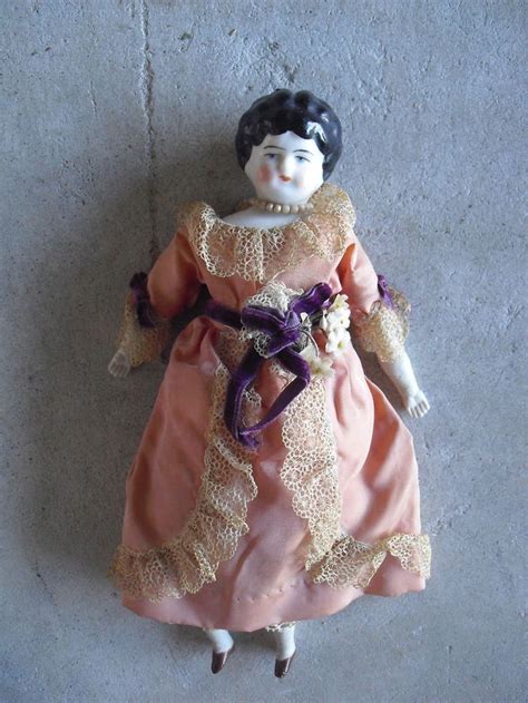 Antique 1890s Germany China Head And Shoulders Bisque Cloth Girl Doll 9