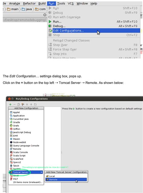 java tomcat server configuration not appearing in intelliji stack