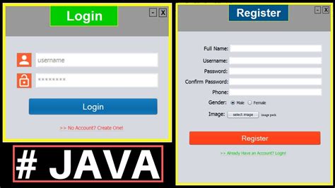 java project tutorial make login and register form step