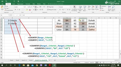 countif and countifs and if functions in ms excel youtube