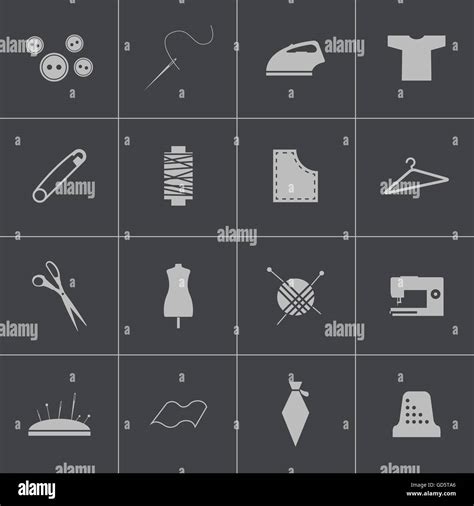 Vector Black Sewing Icons Set Stock Vector Image And Art Alamy
