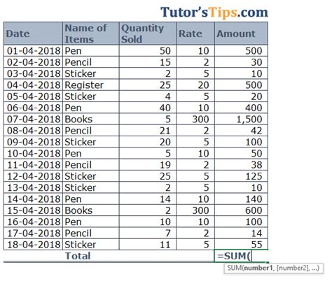 Excel Sum Formula Download Practice Sheet Tutors Tips
