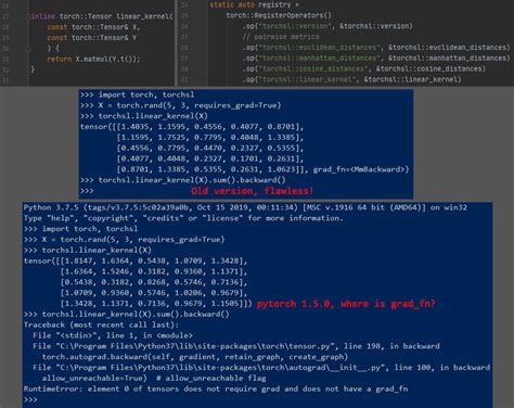 pytorch 1 5 0 requires grad being automatically set to false in c