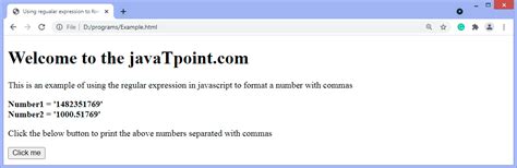 javascript format numbers with commas javatpoint