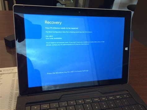 how to fix surface boot configuration data file missing error