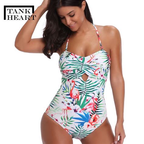 Tank Heart Print Sexy Swimsuit One Piece Monokini Plus Size Swimwear