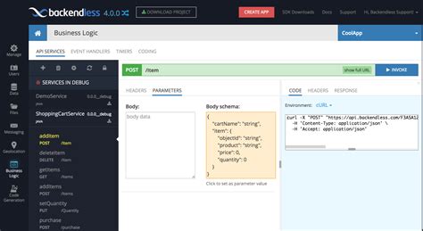 working with the service developing backendless server code with java