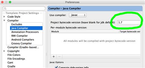 wrong java compiler when including a java module as