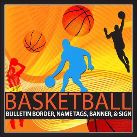 Tema De Baloncesto Borde Banner Etiquetas De Nombre Etsy