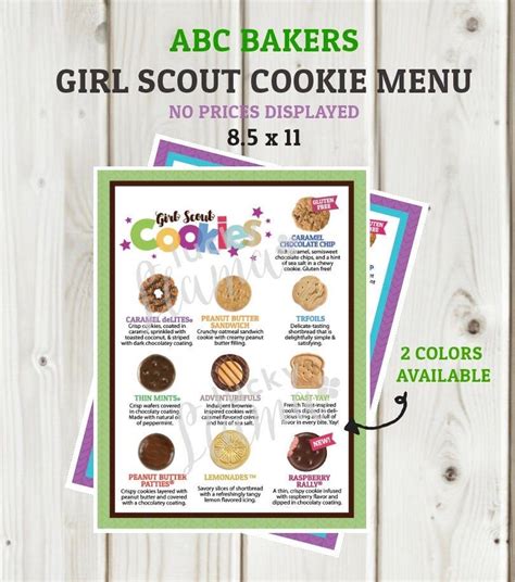Abc Girl Scout Cookie Menu No Prices Descriptions Only Etsy Girl