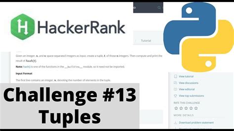 hackerrank python challenge 13 tuples hash function youtube