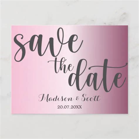 Modern Minimalist Pink Save The Date Announcement Postcard Zazzle