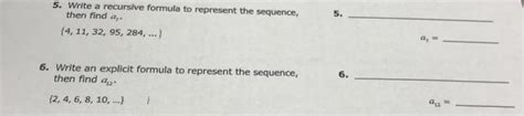 solved 5 write a recursive formula to represent the sequ