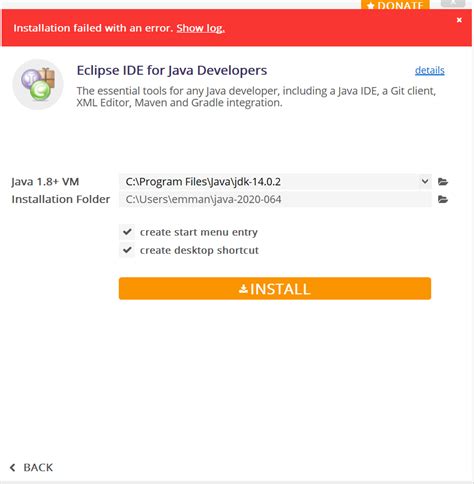 why do i get an error when installing eclipse ide stack overflow