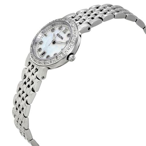 Bulova 96r203 Womens Diamond Mother Of Pearl Quartz Watch