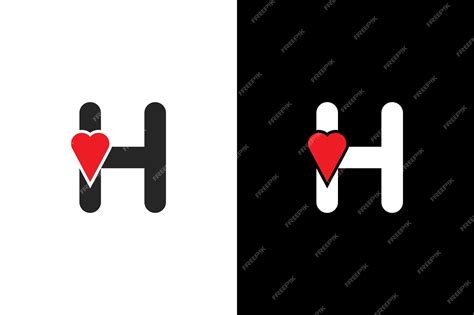 로고 하트 편지 H 아름다운 벡터 사랑 로고 디자인 심플하고 깔끔한 레터마크 H 프리미엄 벡터