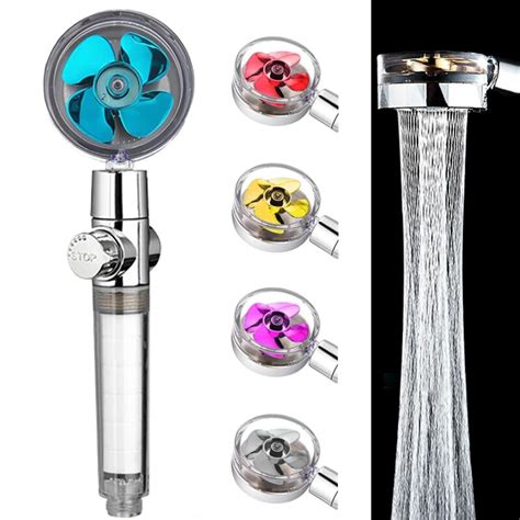 Hot Shower Head Water Saving Flow 360 Degrees Rotating With Small Fan