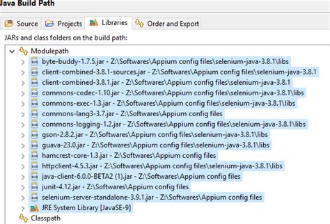 appium first time set up appium jar file import issue issues bugs