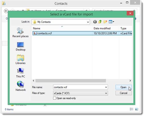how to import contacts into and export contacts from the windows