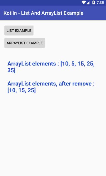 android kotlin list and arraylist example