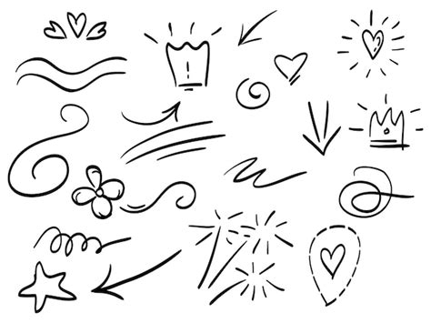 Conjunto Desenhado à Mão De Elementos Abstratos De Doodle Usados Para
