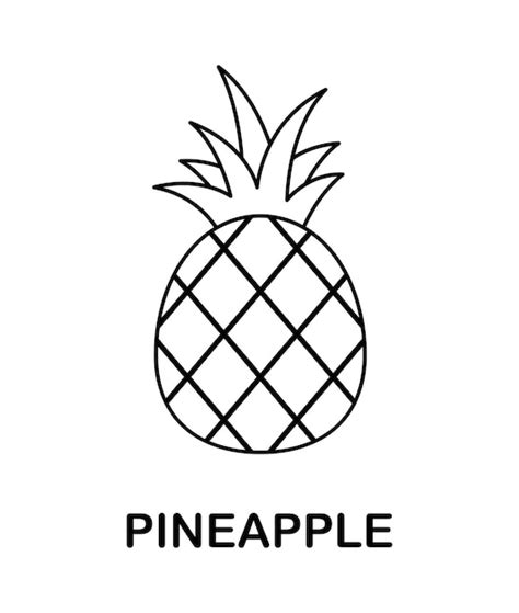 Dibujo Para Colorear Con Piña Para Niños Vector Premium