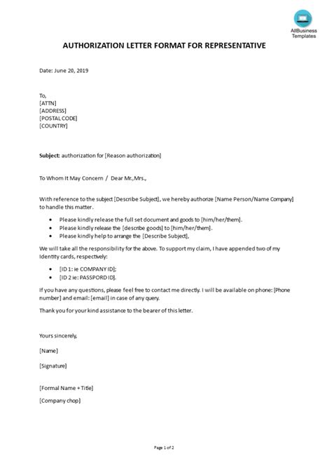 10 Authorization Letter Samples To Act On Behalf Word Excel Templates