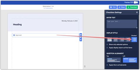 square checkbox widget not showing check box on submission pdf document